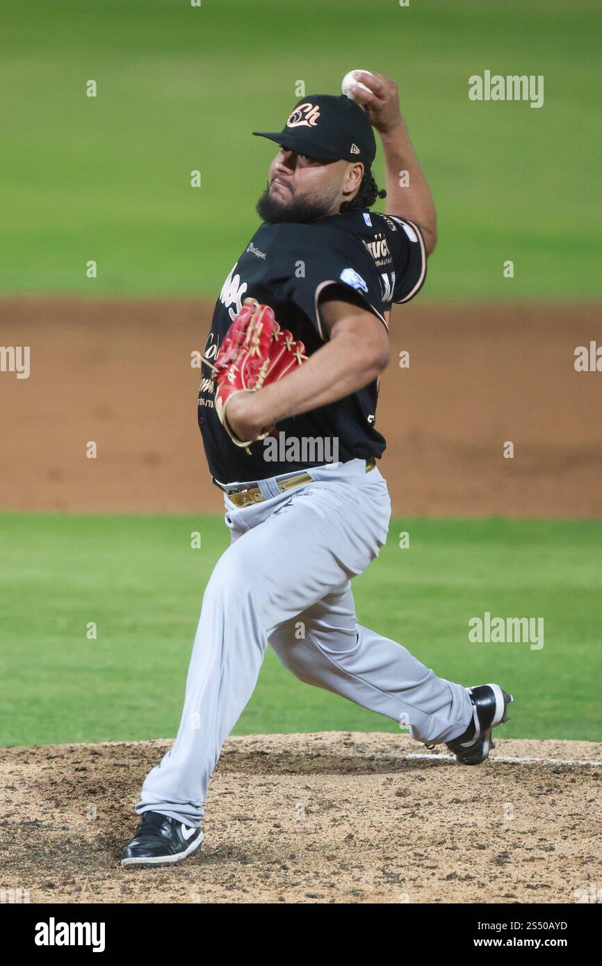 HERMOSILLO, MEXICO - JANUARY 11: Jesus Cruz, relief pitcher for Charros de Jalisco in the eighth ...