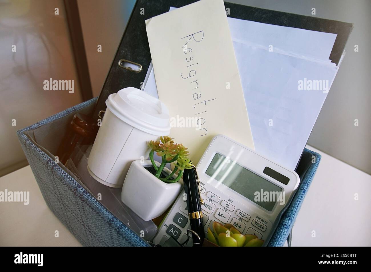 Business woman moving offices packing up Cardboard Box in office Stock ...