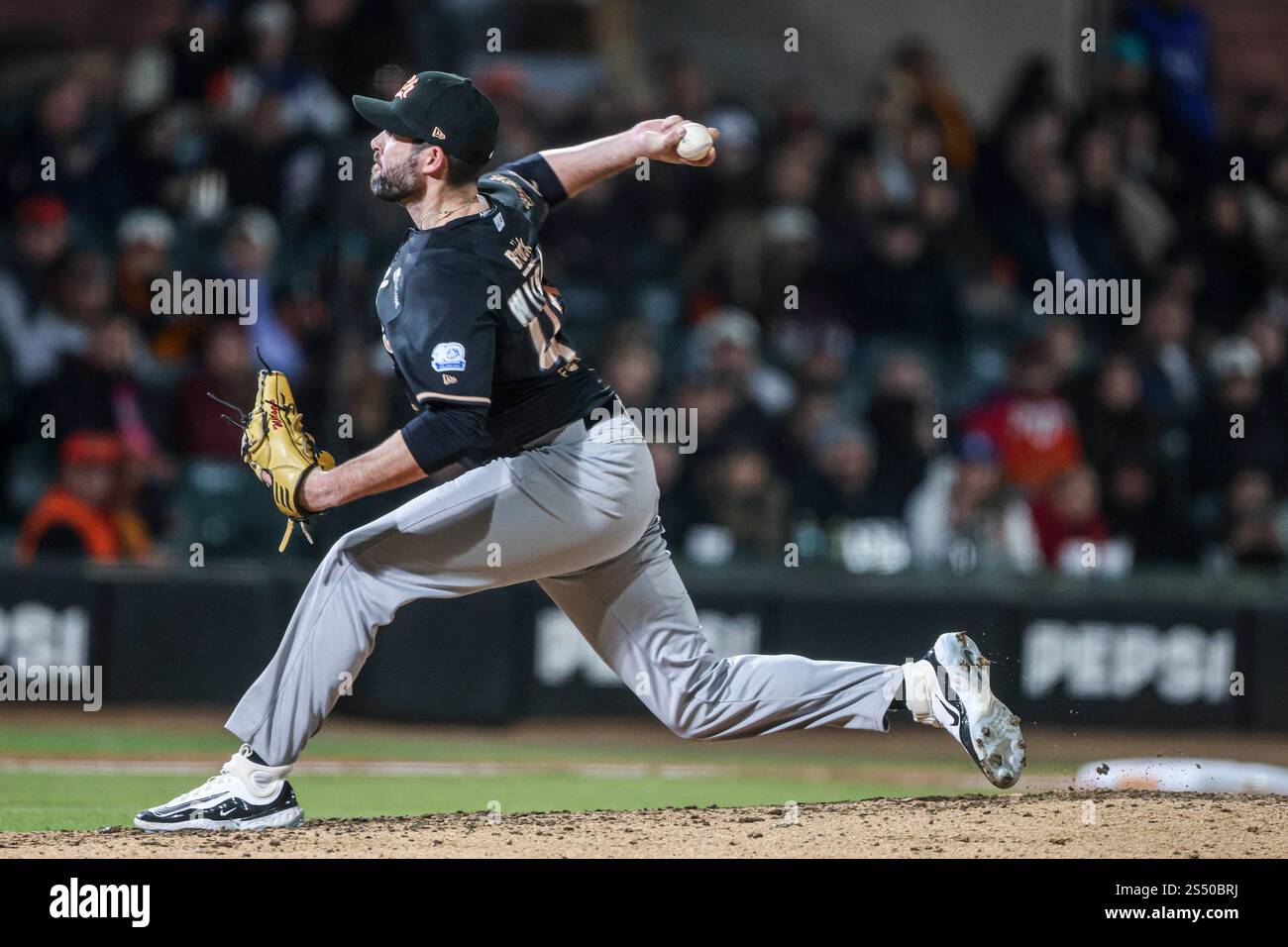 HERMOSILLO, MEXICO - JANUARY 11: Jared Wilson Pitcher reliever for Charros de. Jalisco in the ...