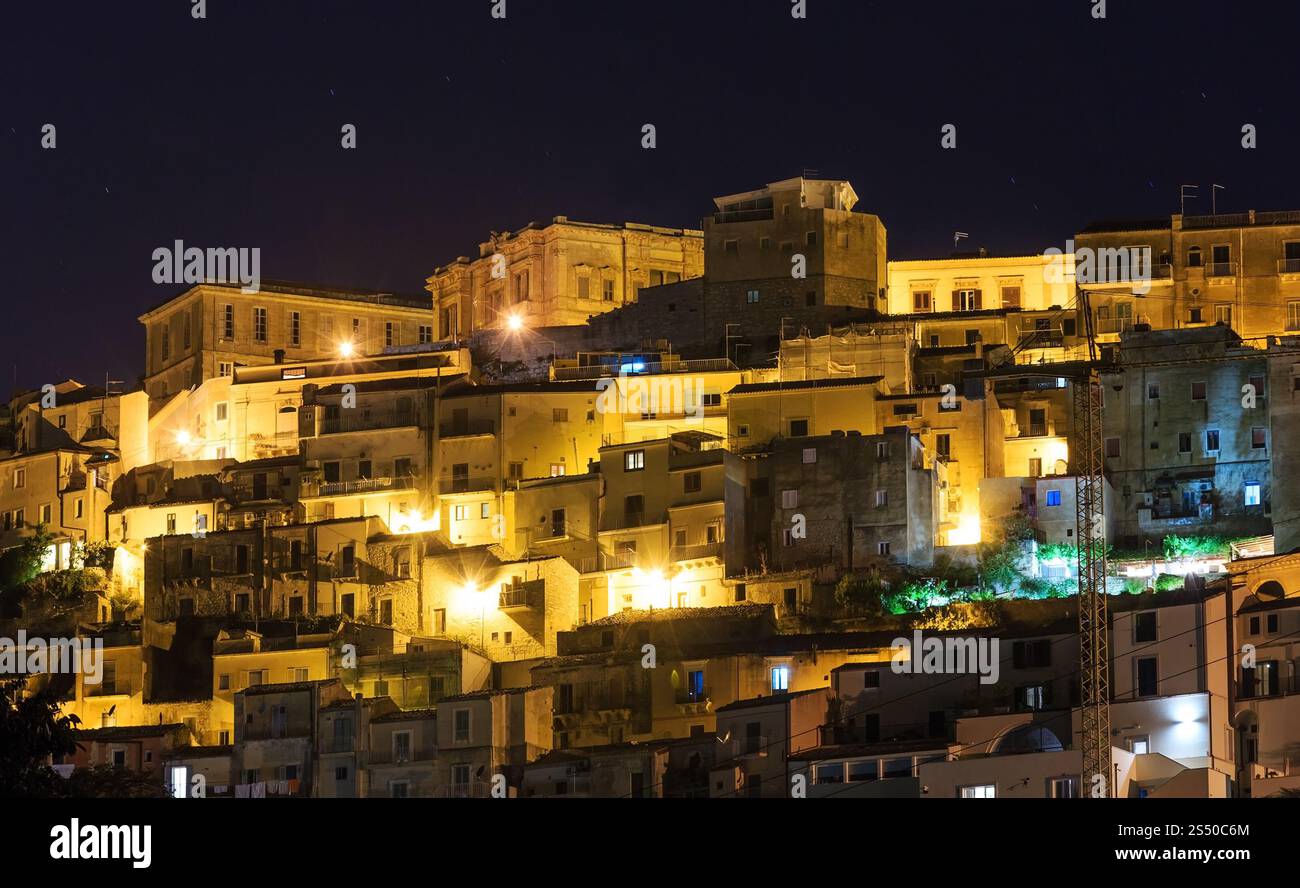 Night old medieval Ragusa famos Sicilian town view (Sicily, Italy ...
