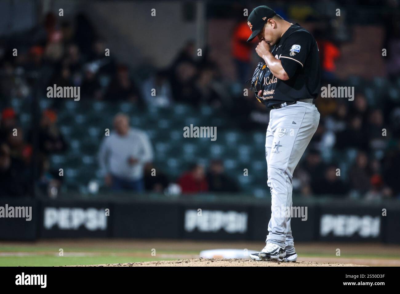 HERMOSILLO, MEXICO - JANUARY 11: Manny Bañuelos starting pitcher for Charros de Jalisco reacts ...