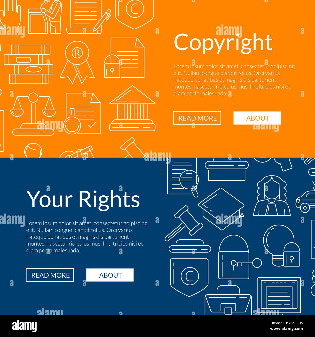 Vector linear style copyright elements web banner poster templates ...