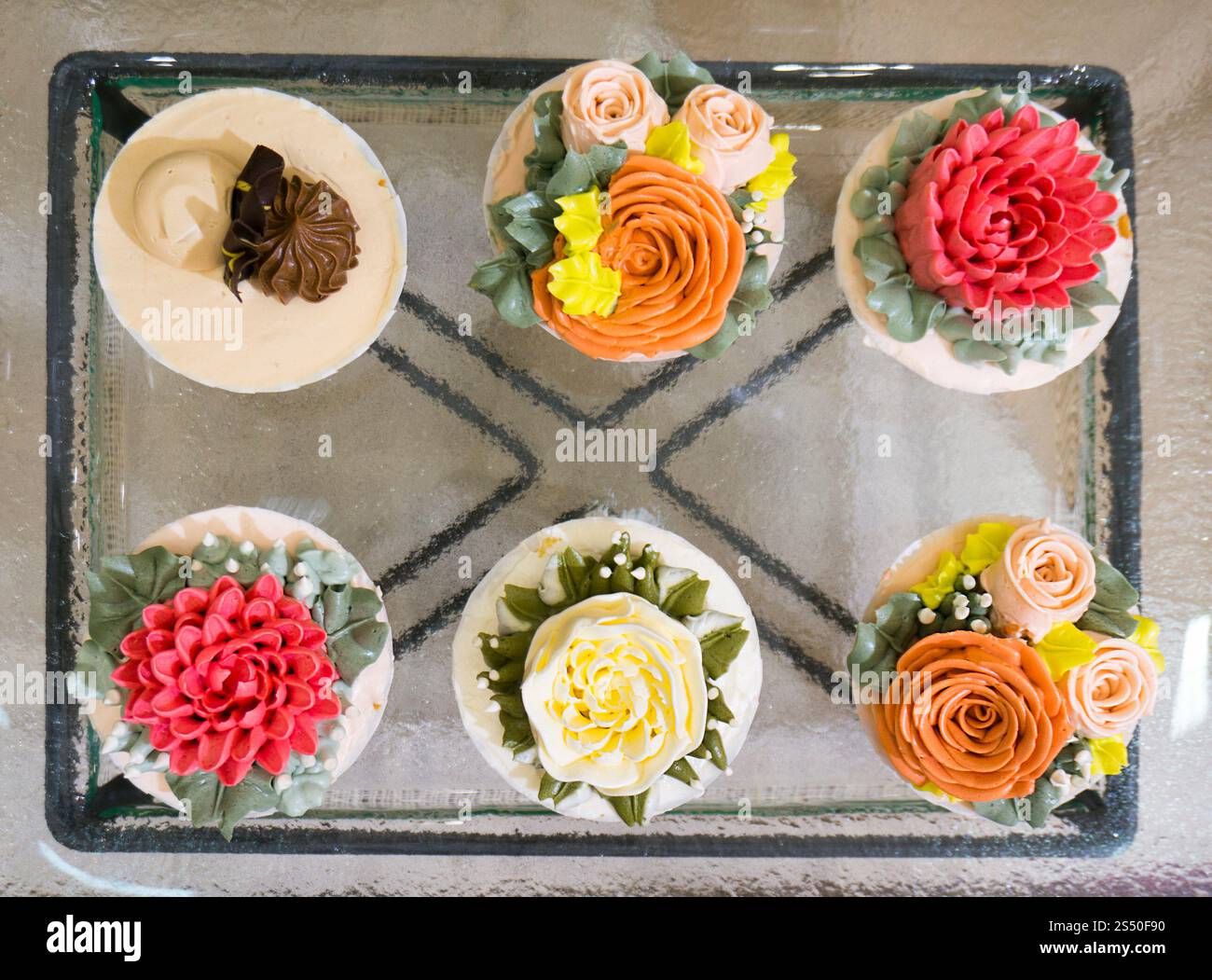 Flower cupcake on top view Stock Photo - Alamy
