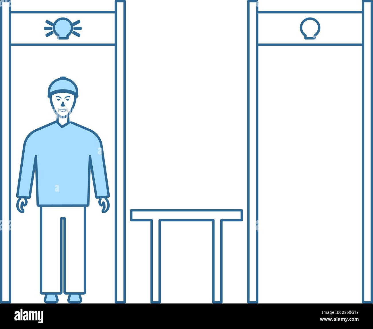 Stadium Metal Detector Frame Icon. Thin Line With Blue Fill Design ...