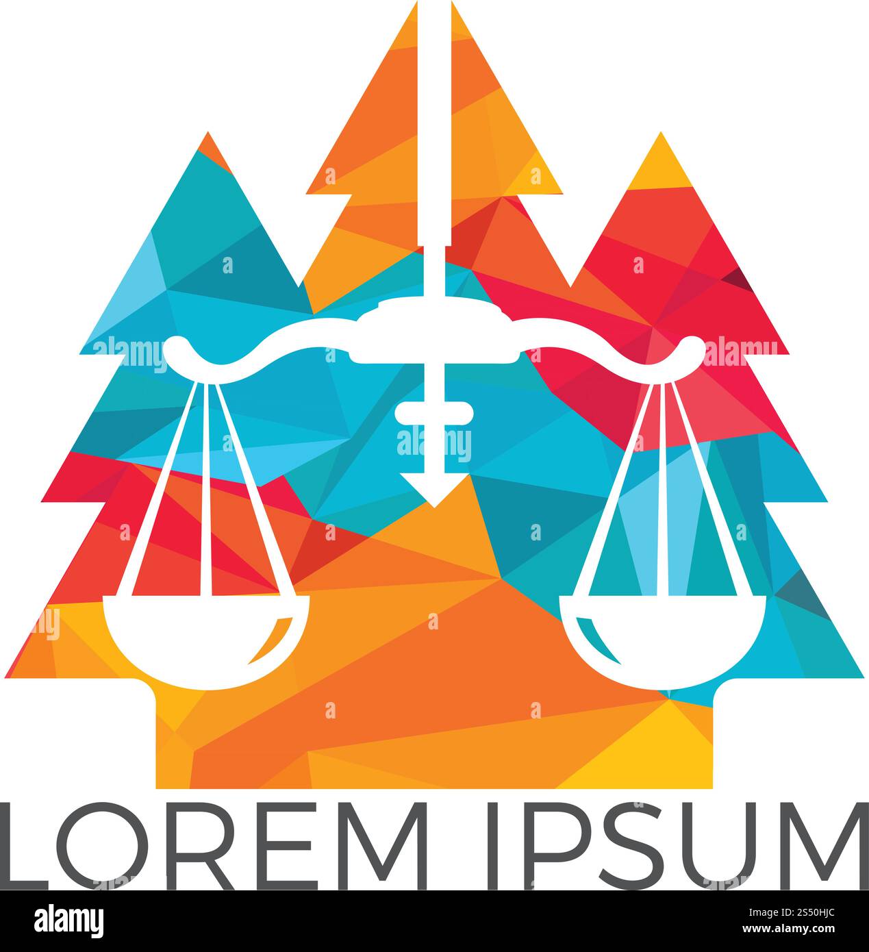 Tree law logo design. Law scale and pine trees vector logo concept ...