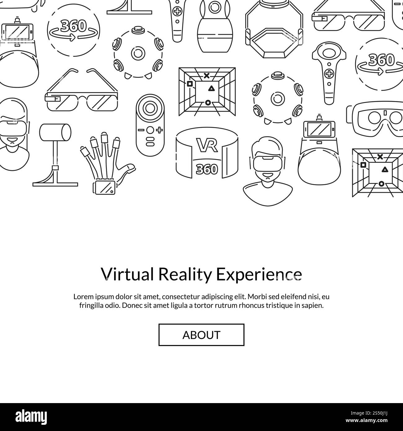 Vector banner and poster background with linear style virtual reality ...