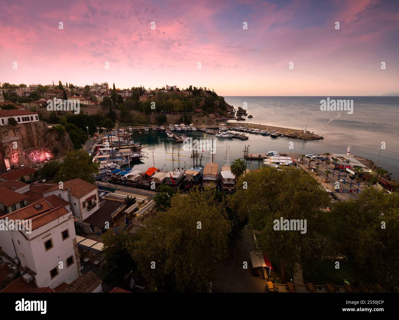 Kaleici old marina at dawn. The Kaleici area is one of Turkey's popular ...