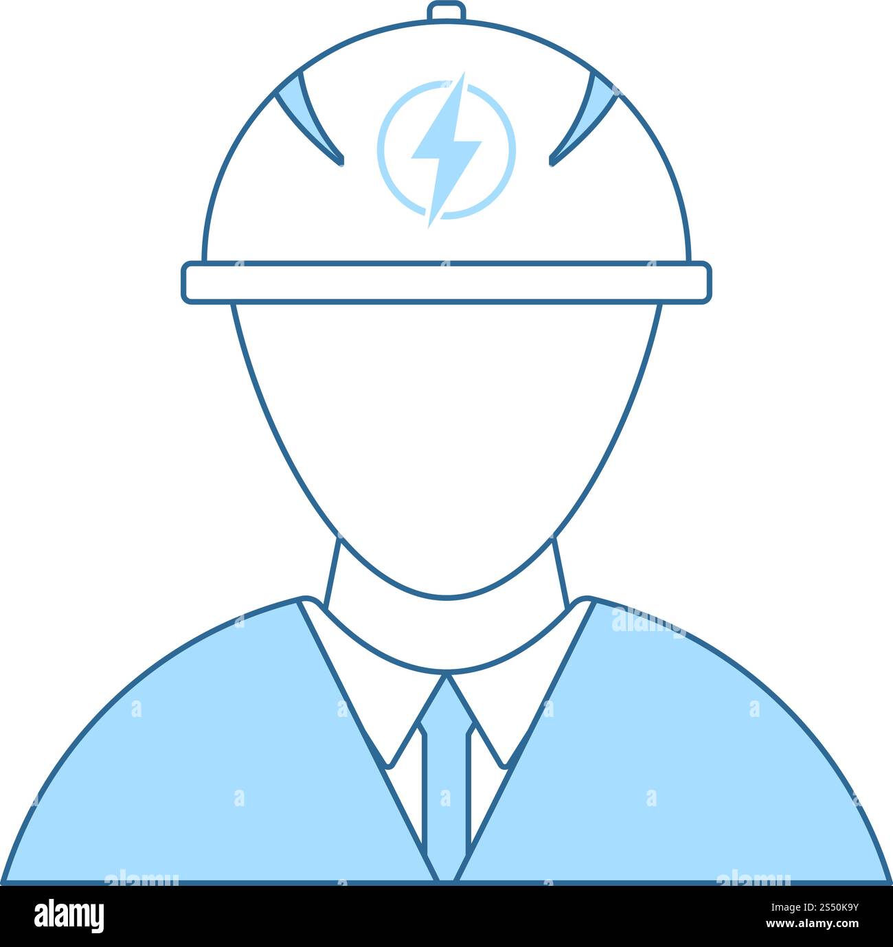 Electric Engineer Icon. Thin Line With Blue Fill Design. Vector ...