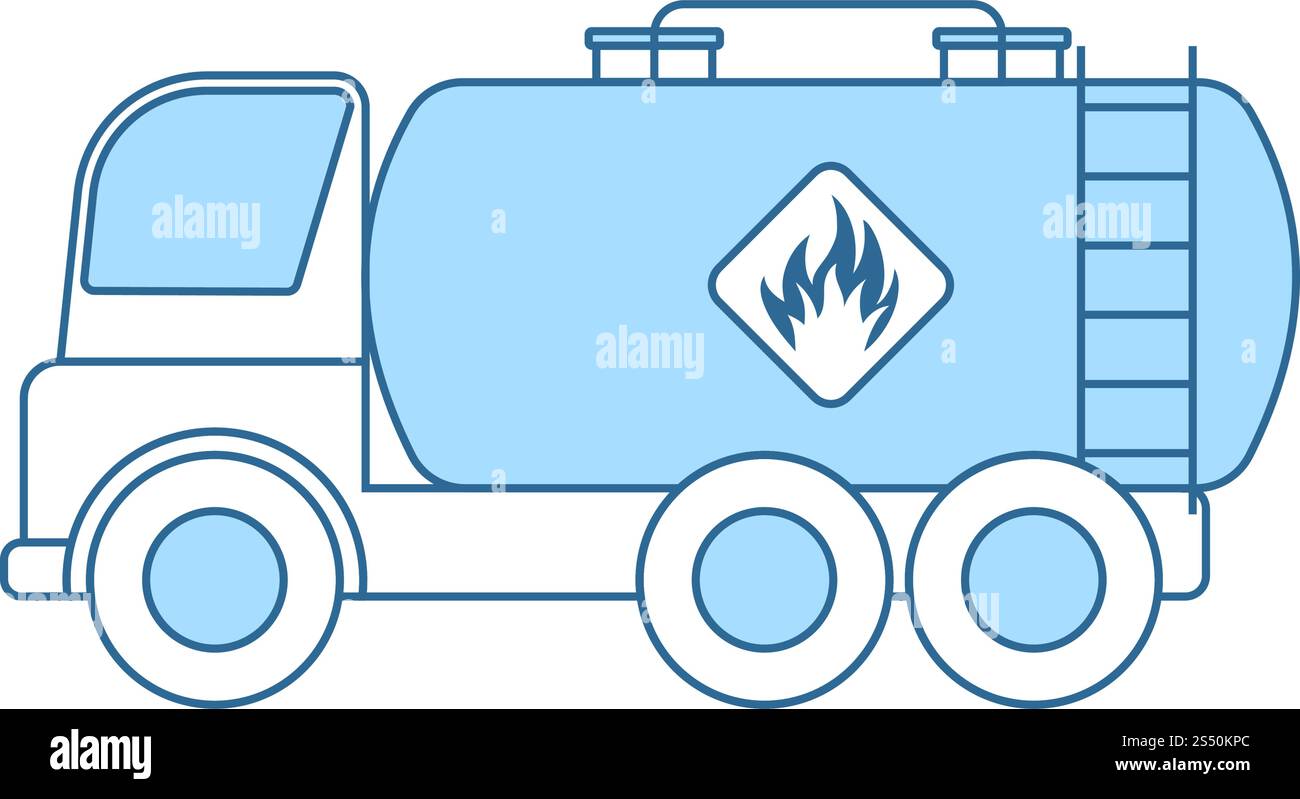 Fuel Tank Truck Icon. Thin Line With Blue Fill Design. Vector ...
