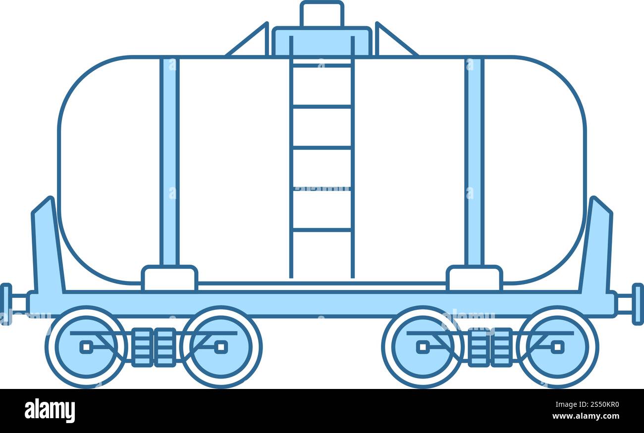 Oil Railway Tank Icon. Thin Line With Blue Fill Design. Vector ...