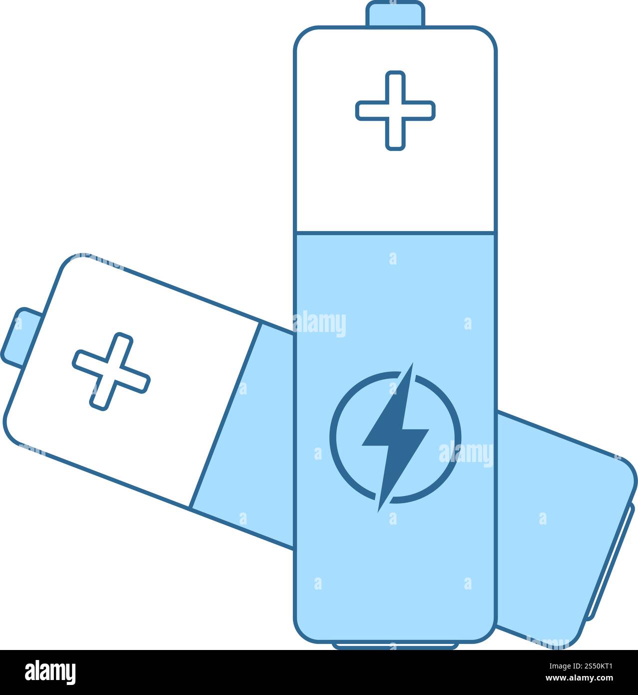 Electric Battery Icon. Thin Line With Blue Fill Design. Vector ...