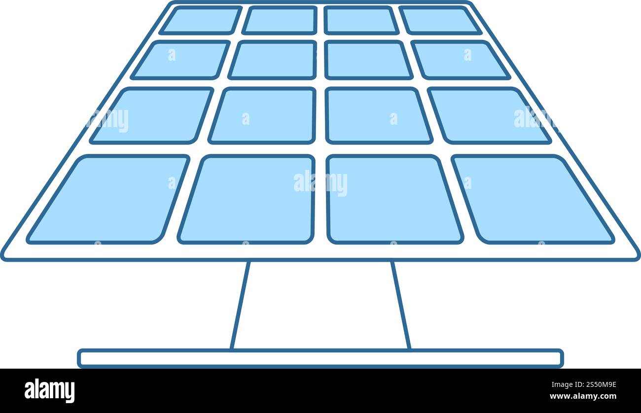 Solar Energy Panel Icon. Thin Line With Blue Fill Design. Vector ...