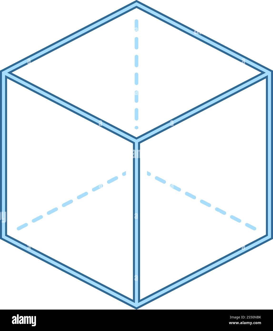 Cube With Projection Icon. Thin Line With Blue Fill Design. Vector ...