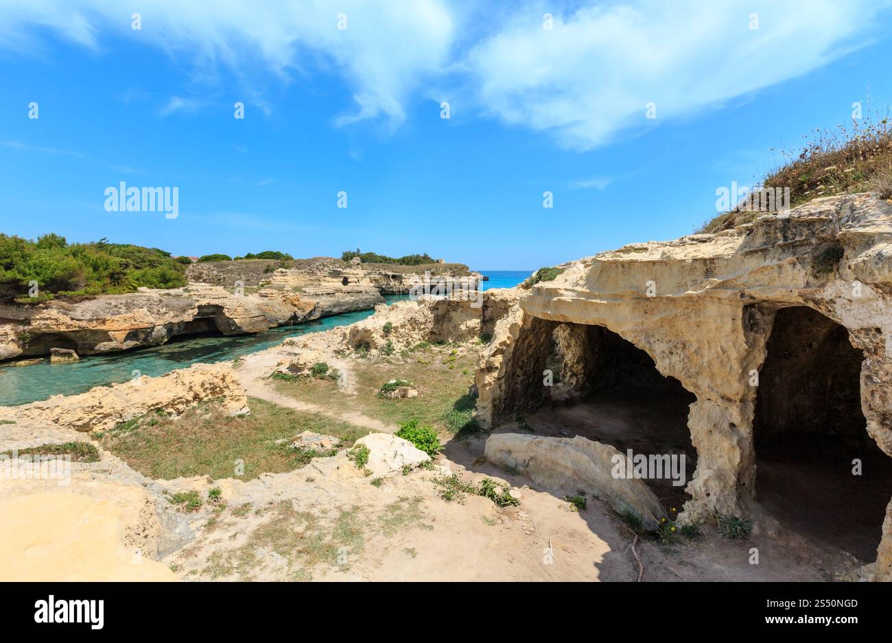Ancient small caves on picturesque Adriatic sea coast Archaeological ...