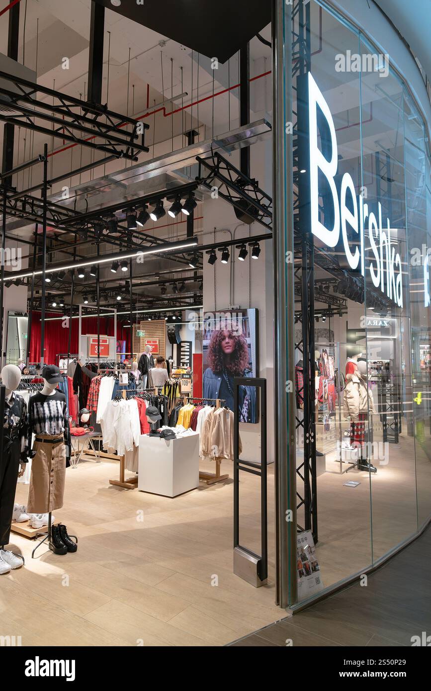 Shenzhen, China - February 06, 2019: entrance to a Bershka store in ...