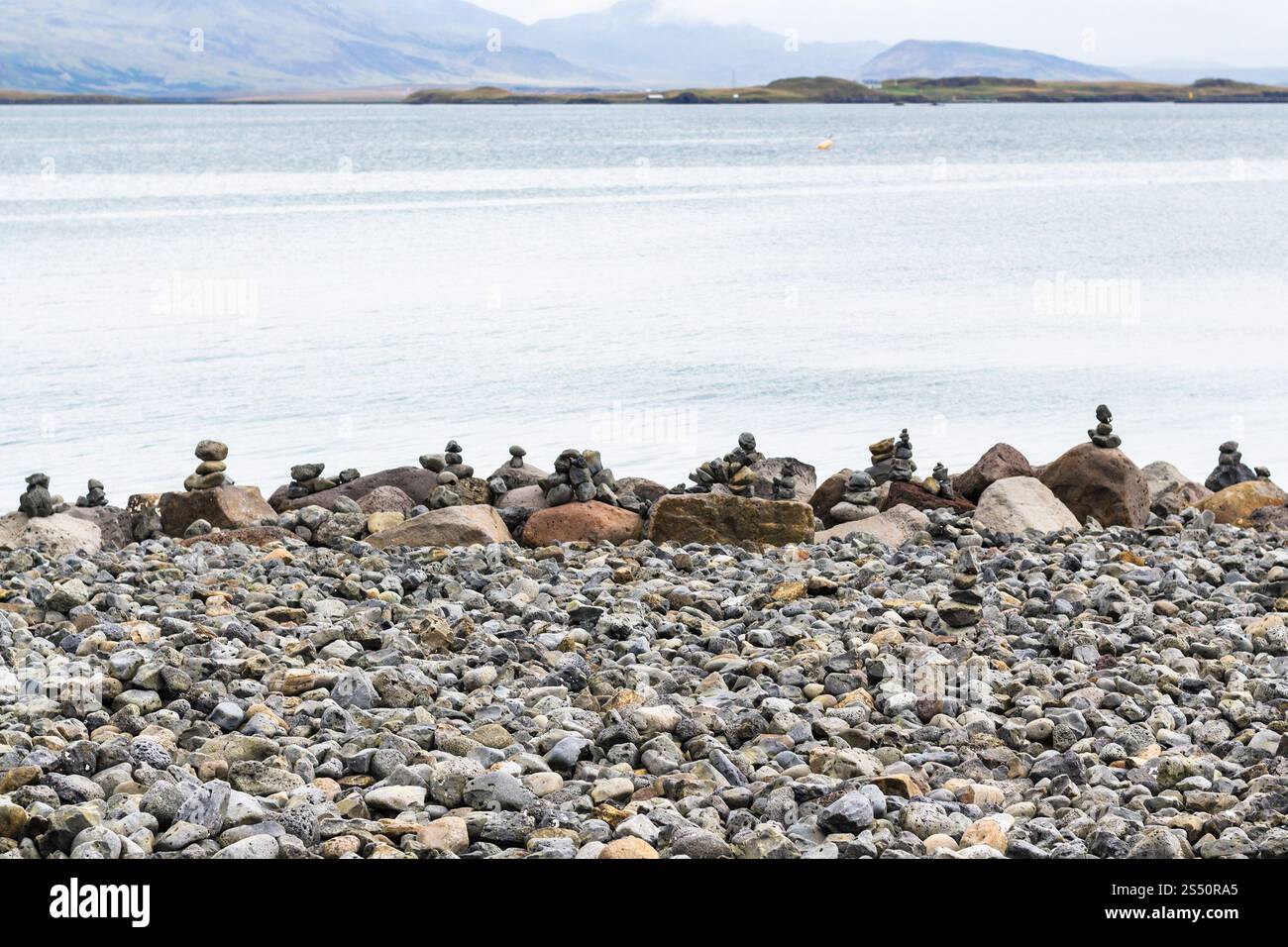 travel to Iceland - stone pyramids at Sculpture and Shore Walk on ...