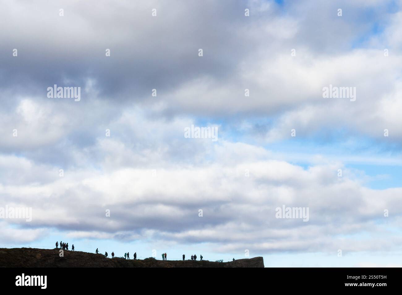 travel to Iceland - evening blue sky with white clouds over viewpont of ...
