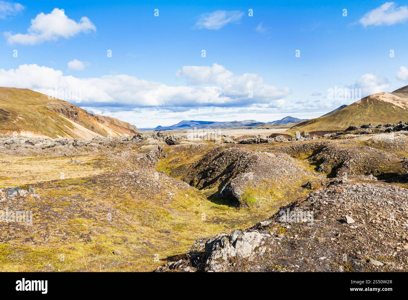 travel to Iceland - panorama of mountain Landmannalaugar area of ...