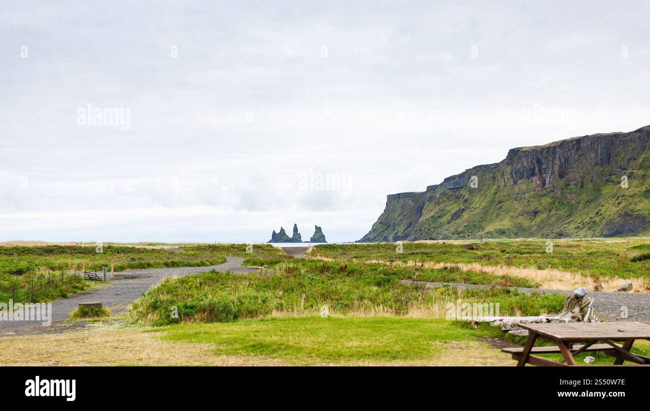 travel to Iceland - recreation area Vik I Myrdal village on Atlantic ...