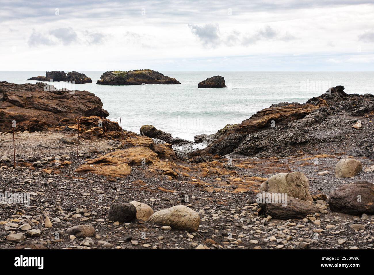 travel to Iceland - Atlantic ocean volcanic beach near Vik I Myrdal ...