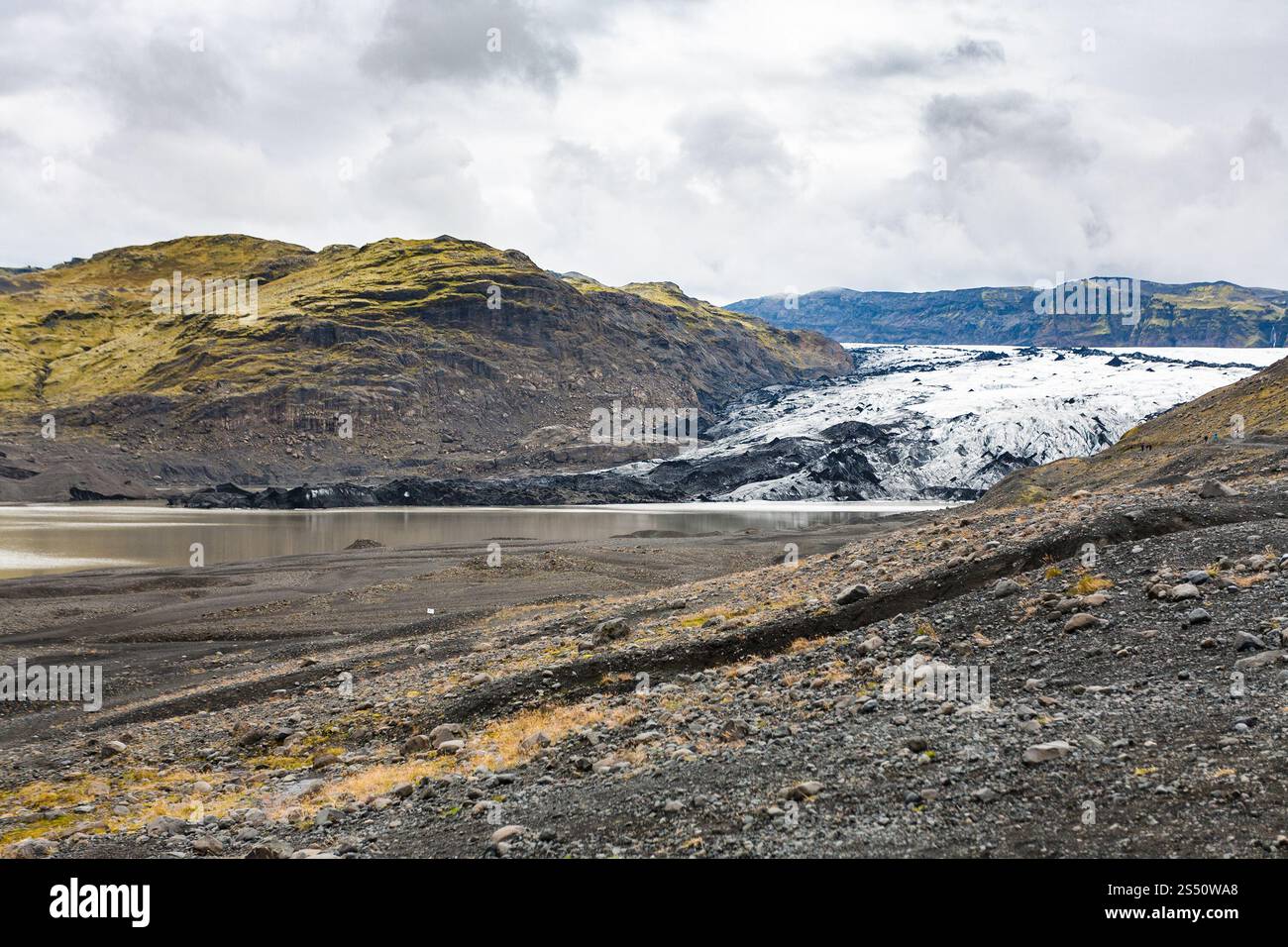 travel to Iceland - view of Solheimajokull glacier (South glacial ...