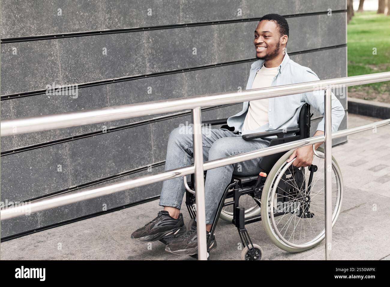 Accessible environment for people with special needs concept. Positive ...