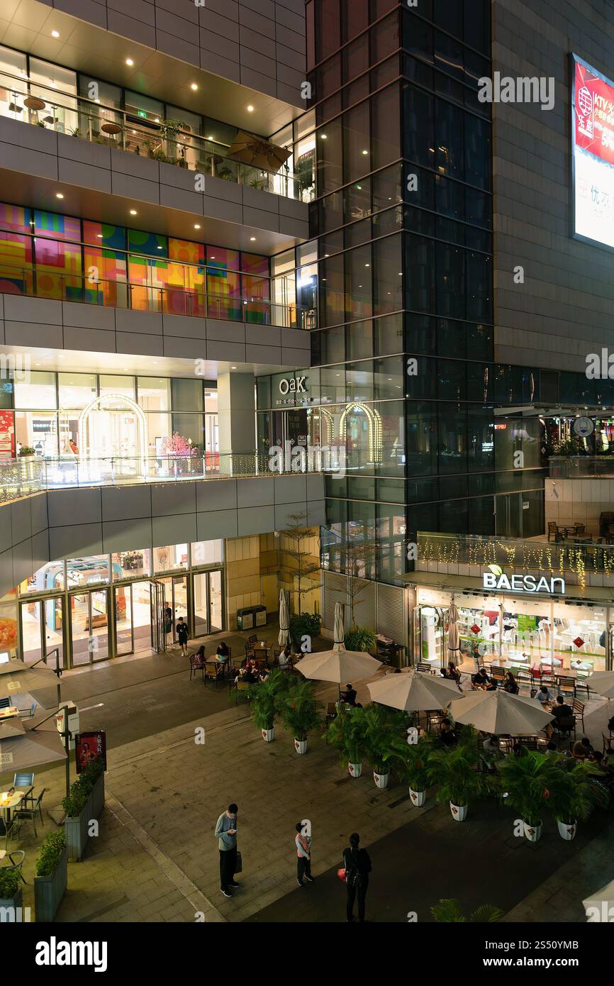 Shenzhen, China - February 06, 2019: night shot of 9 Square Mall in ...