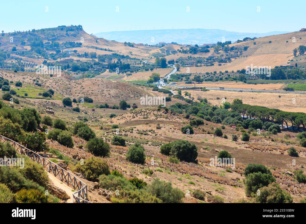 View to road, gardens and mountain from famous ancient ruins in Valley ...