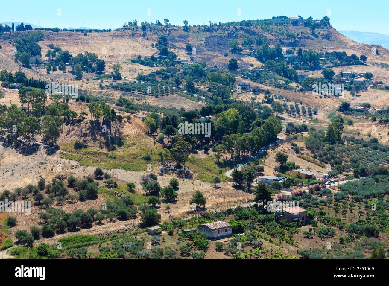 View to road, gardens and mountain from famous ancient ruins in Valley ...