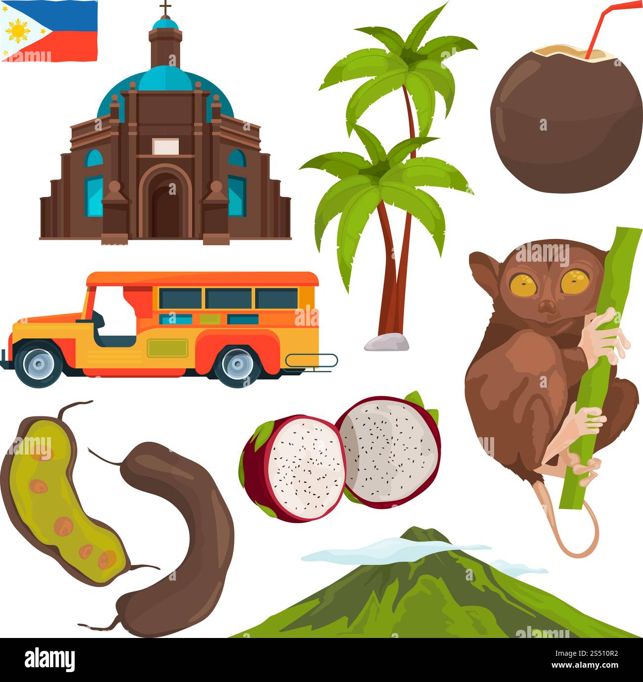 Vector set of colored symbols of philippines. Illustration of ...