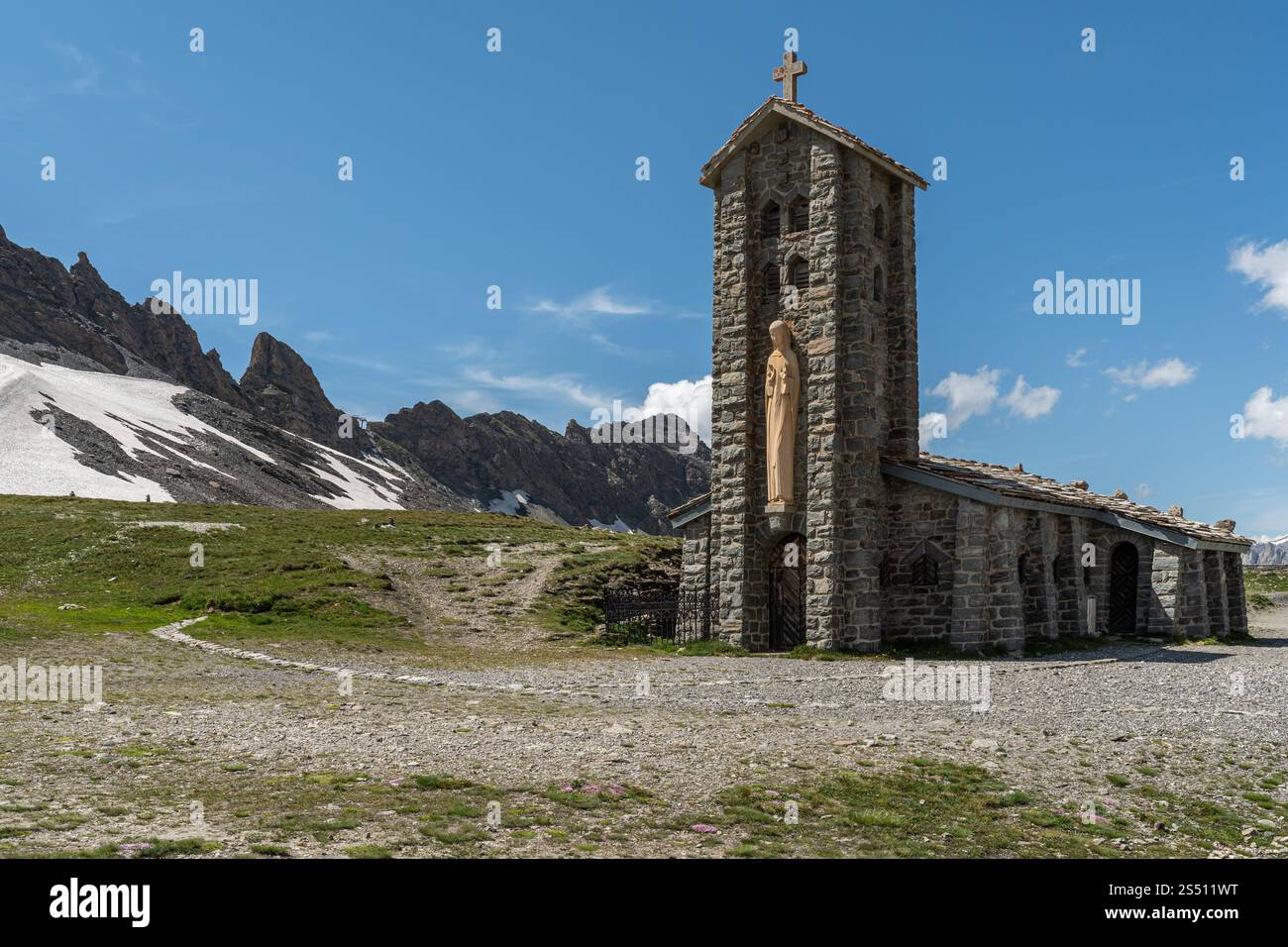 View of Col de Iseran (Iseran Pass) the highest paved pass in the Alps ...