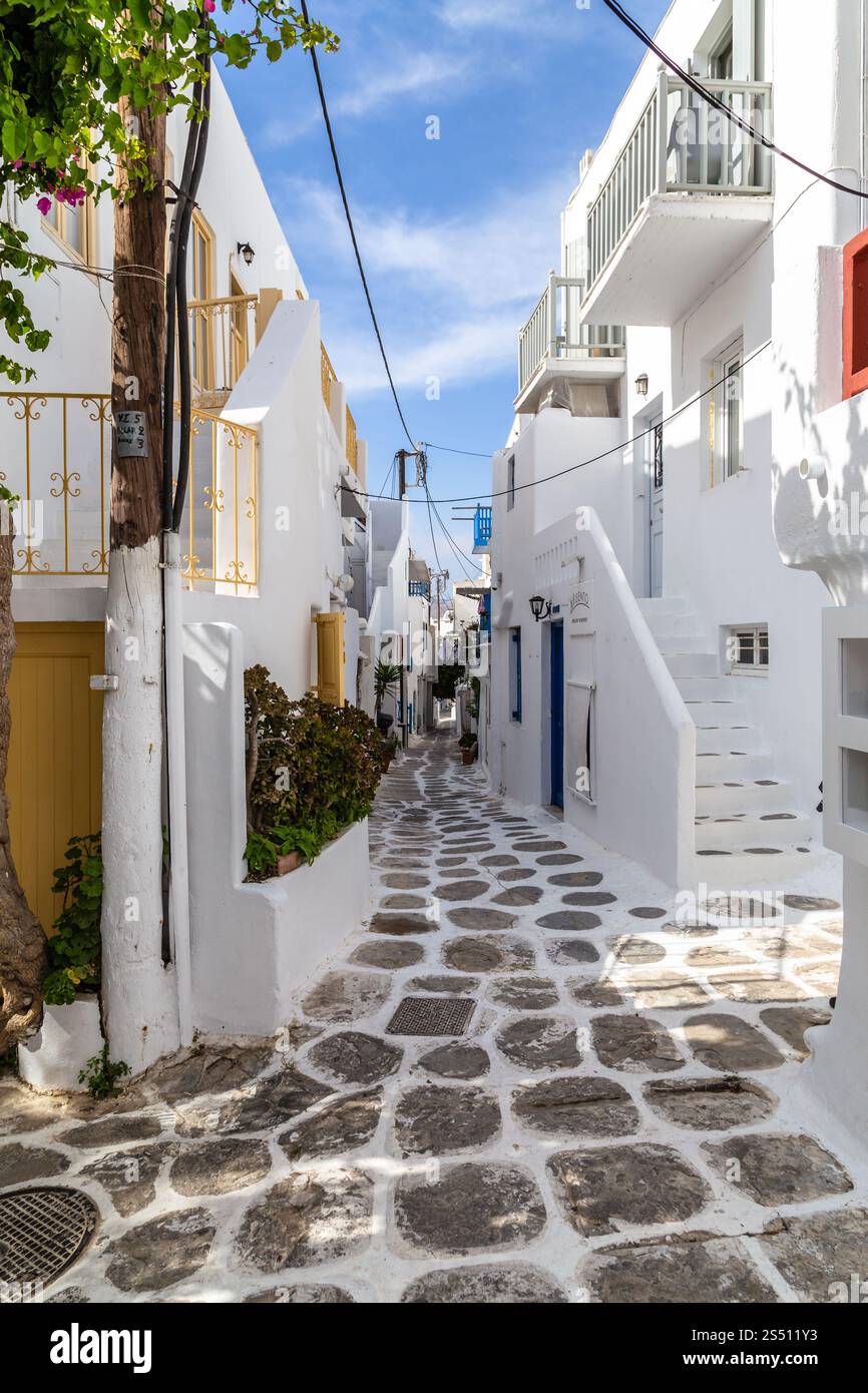 Charming Cobblestone Street in a Mediterranean Village Under Bright ...