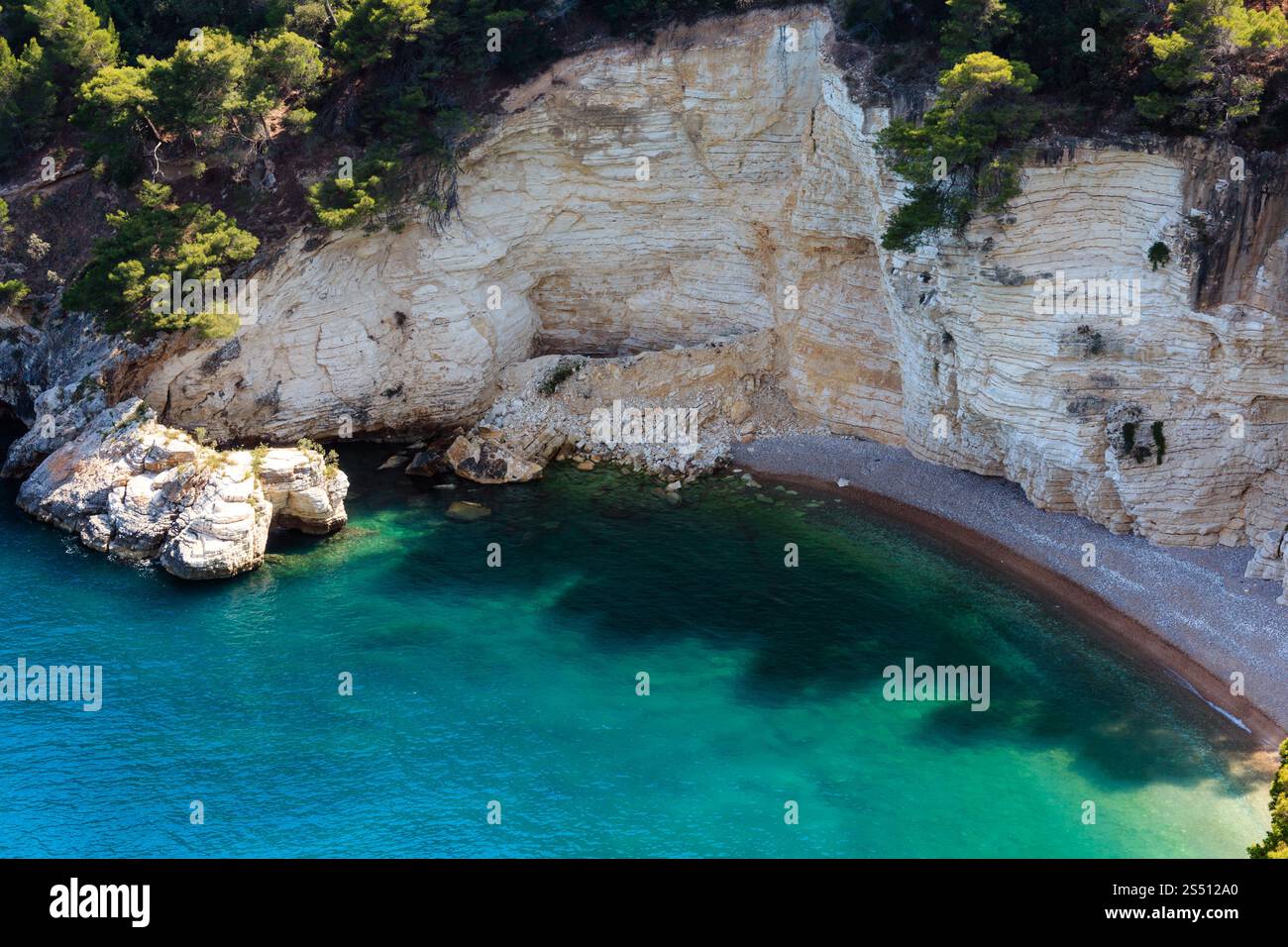 Summer calm beautiful beach Cala di Porto Greco on the Gargano ...