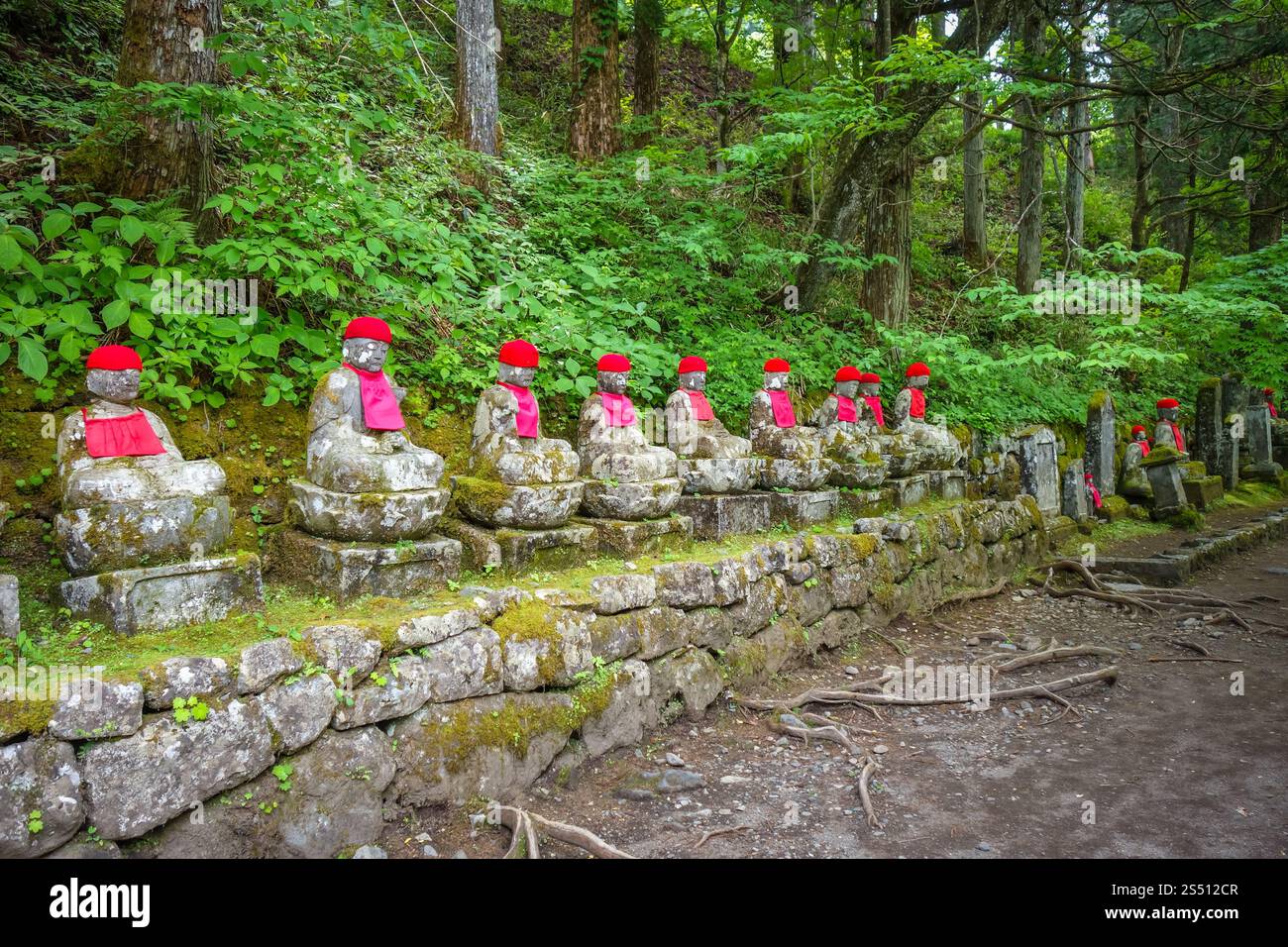 Narabi Jizo statues landmark in Kanmangafuchi abyss, Nikko, Japan ...
