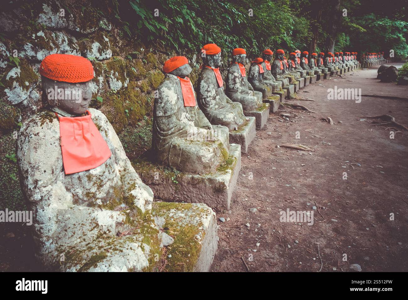 Narabi Jizo statues landmark in Kanmangafuchi abyss, Nikko, Japan ...
