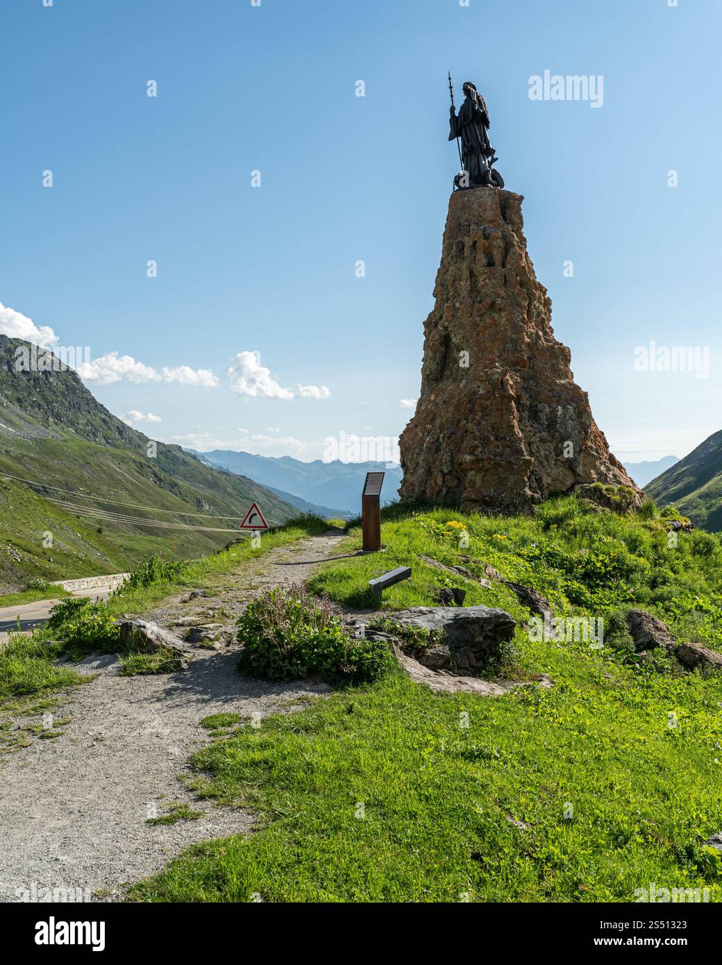 Statue of Saint Bernard of Menthon near the Little St Bernard Pass at ...