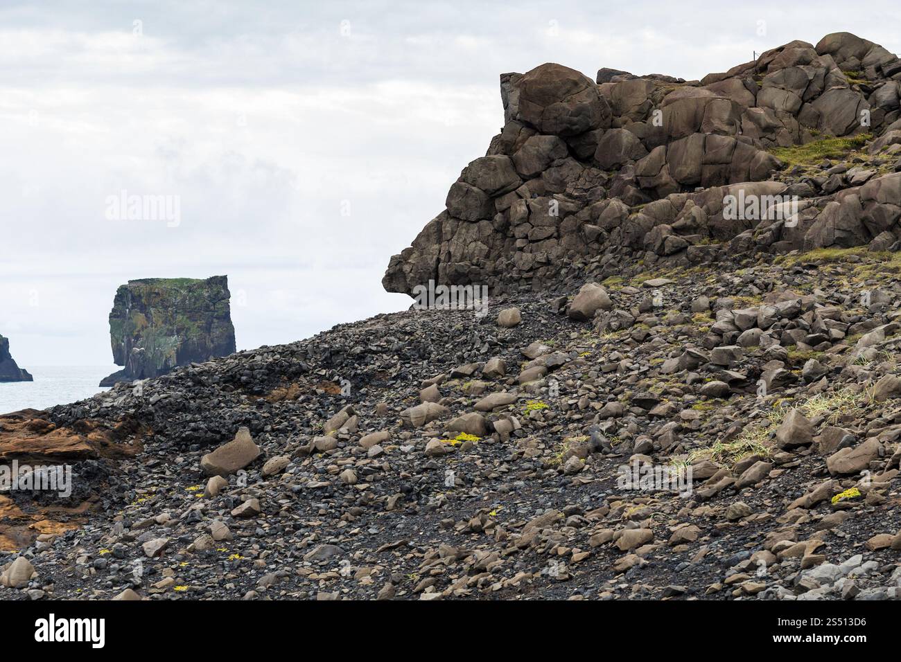 travel to Iceland - volcanic stones on Kirkjufjara beach near Vik I ...