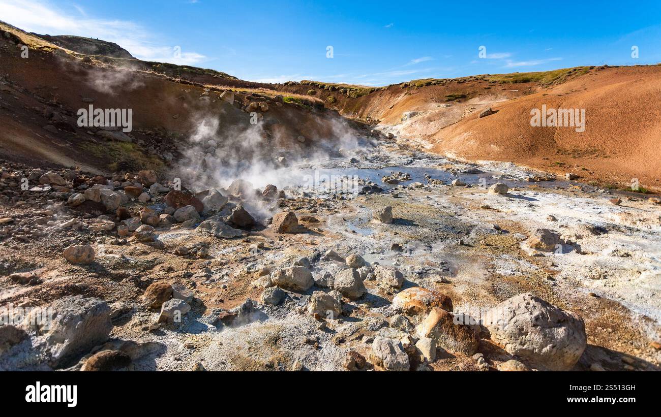 travel to Iceland - acidic springs in geothermal Krysuvik area on ...