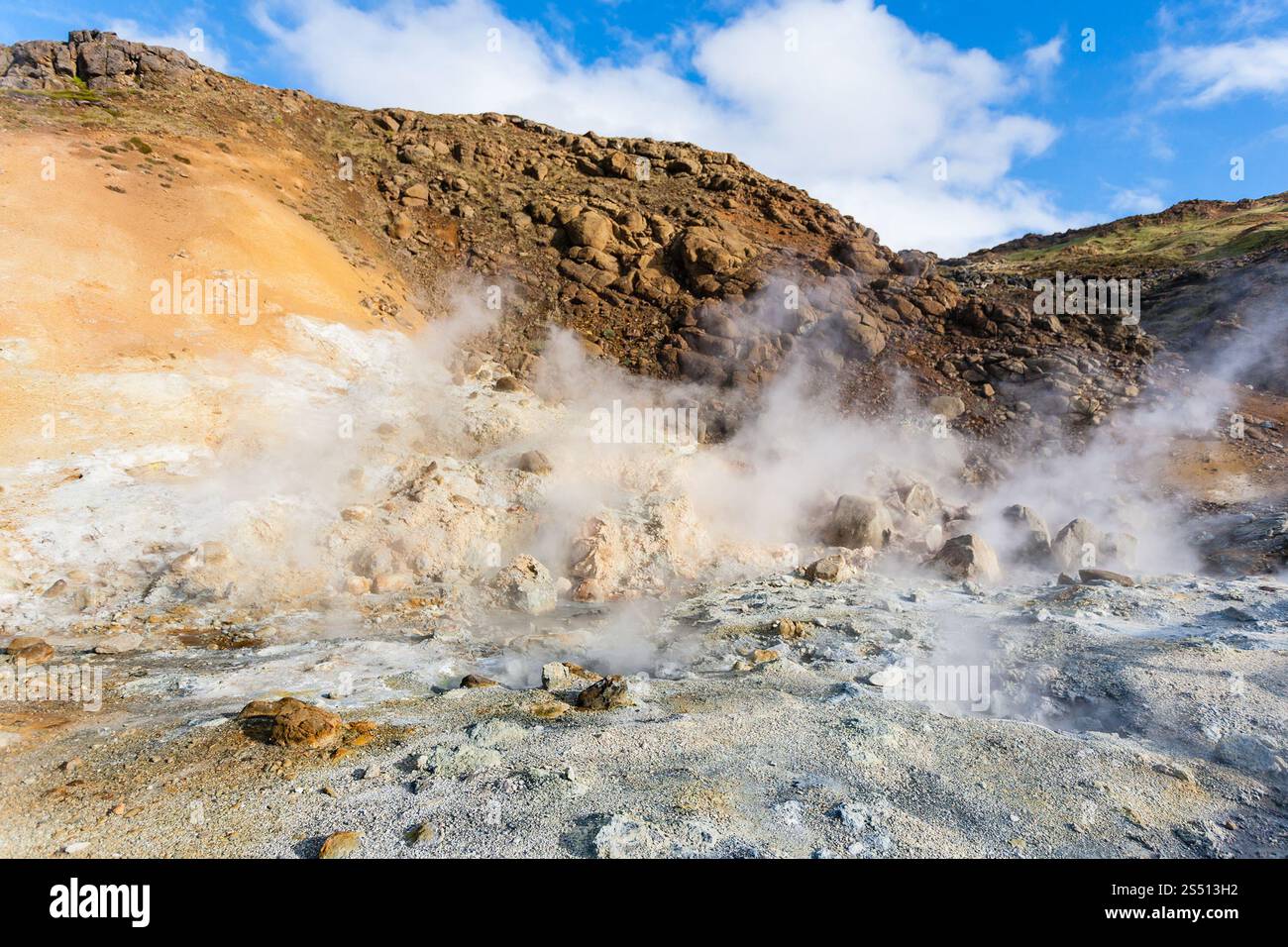 travel to Iceland - solfatara in geothermal Krysuvik area on Southern ...