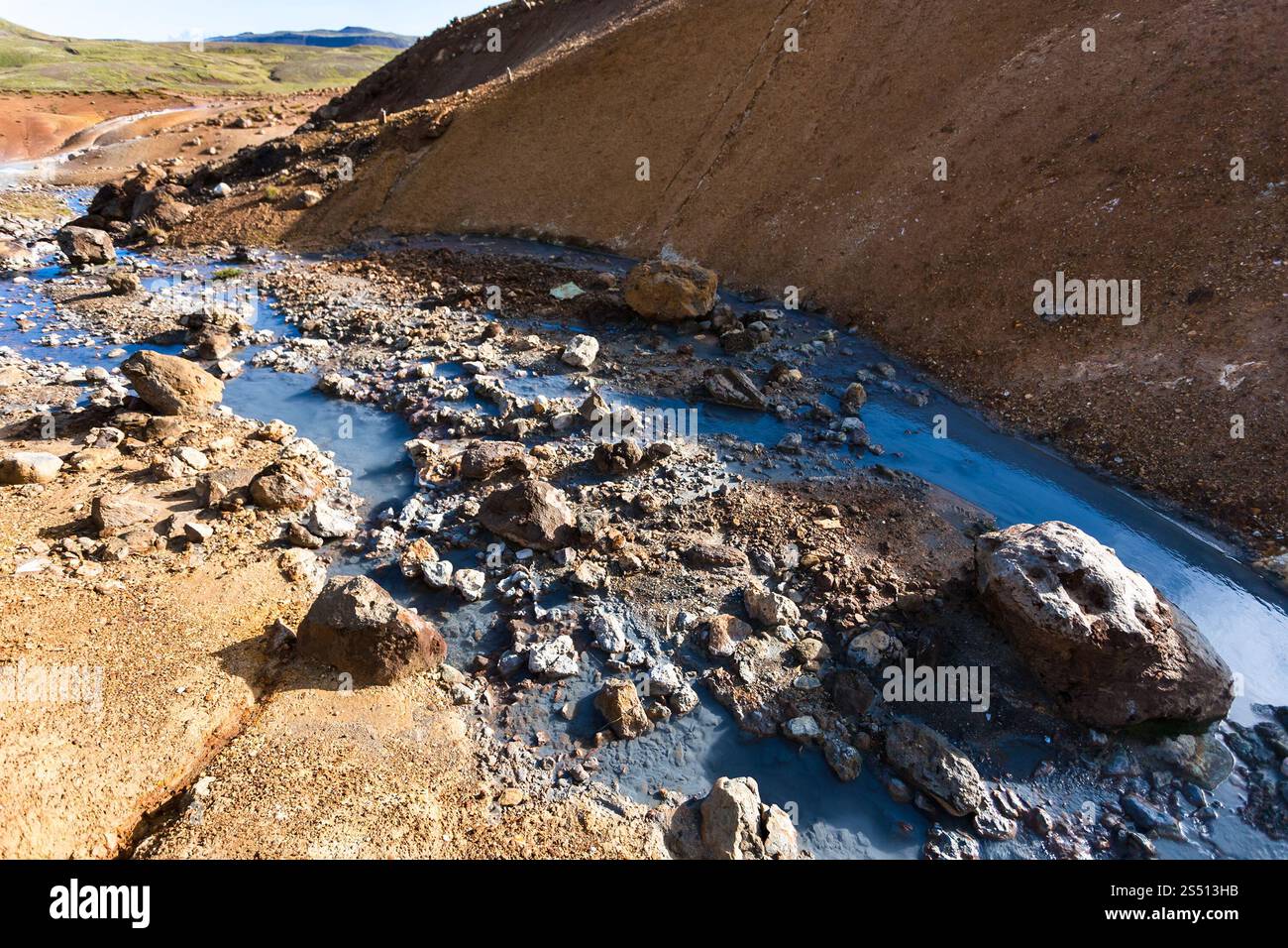 travel to Iceland - hot brook in geothermal Krysuvik area on Southern ...