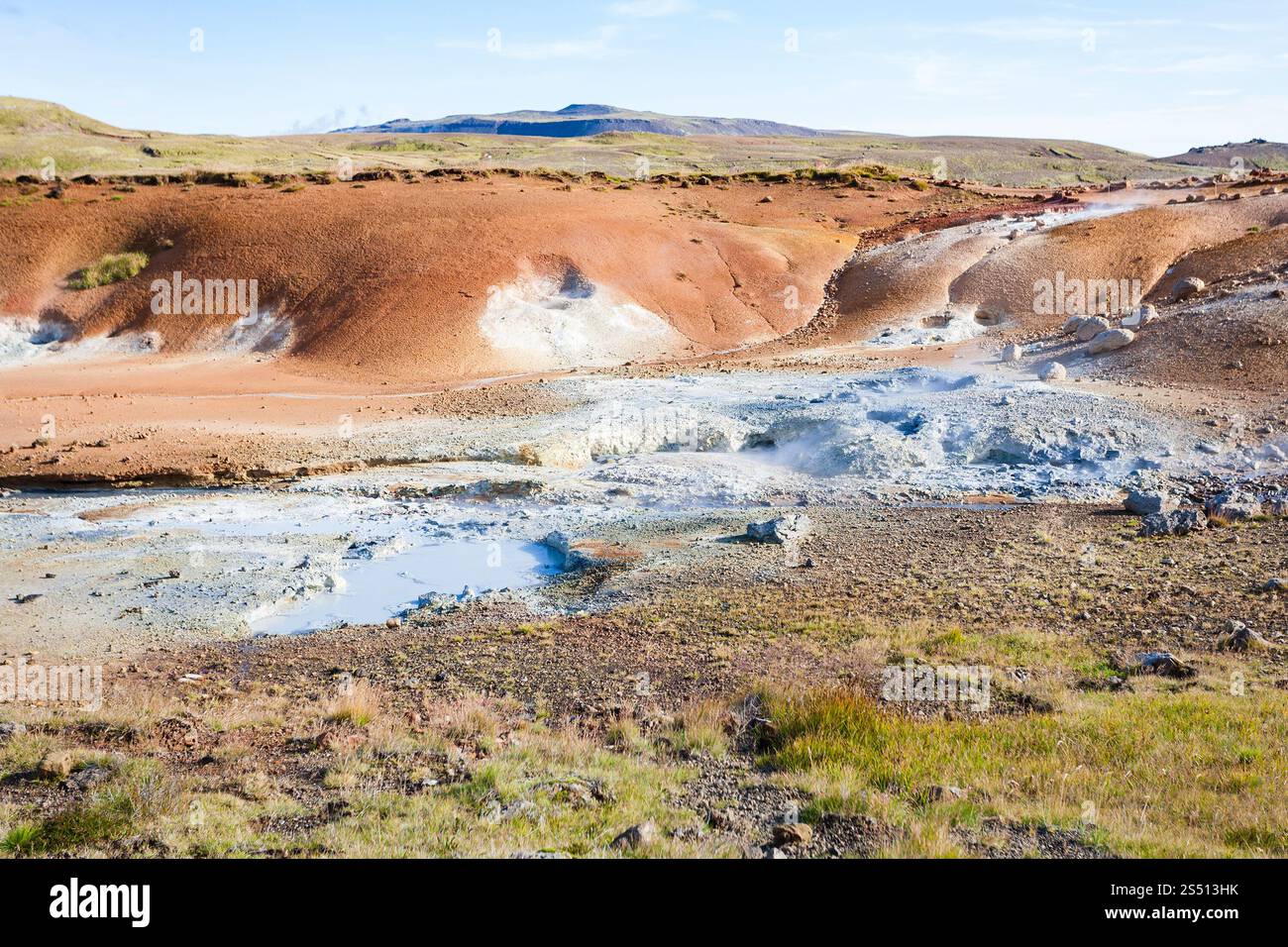 travel to Iceland - view of geothermal Krysuvik area with solfatara on ...