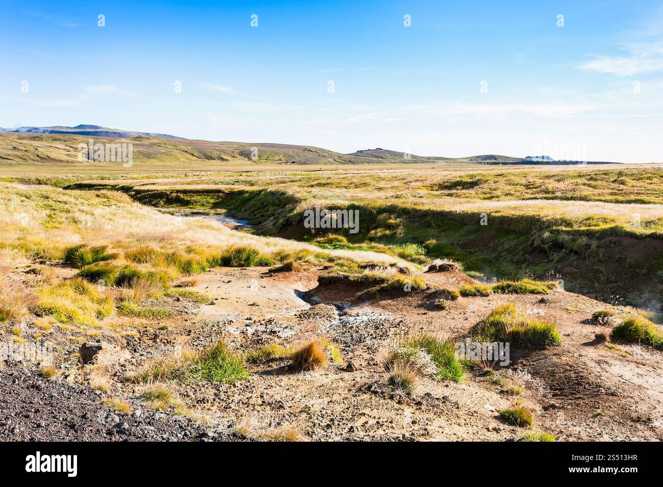 travel to Iceland - icelandic landscape near geothermal area Krysuvik ...