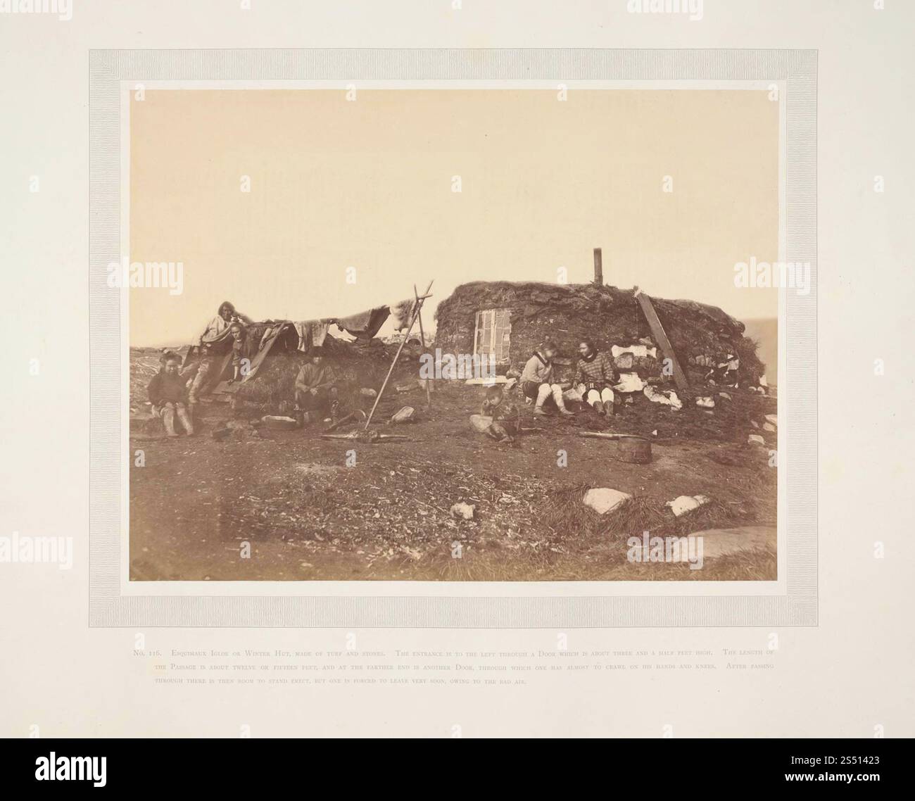 Esquimaux (Inuit) Igloo, Or Winter Hut Made Of Turf And Stones. Home in ...