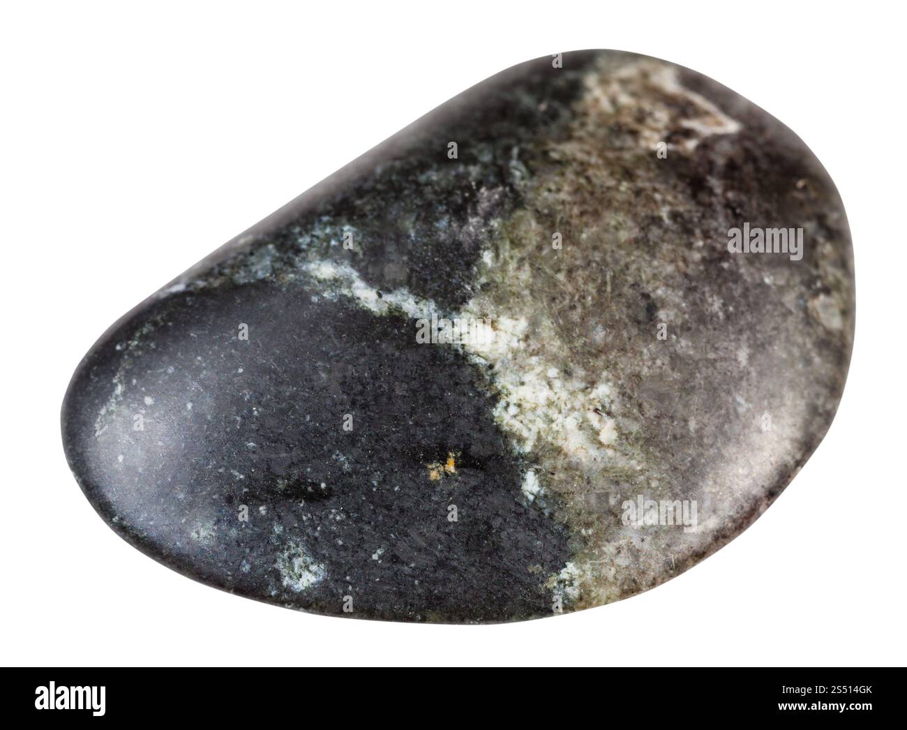 macro shooting of natural mineral rock specimen - polished olivinite stone isolated on white ...