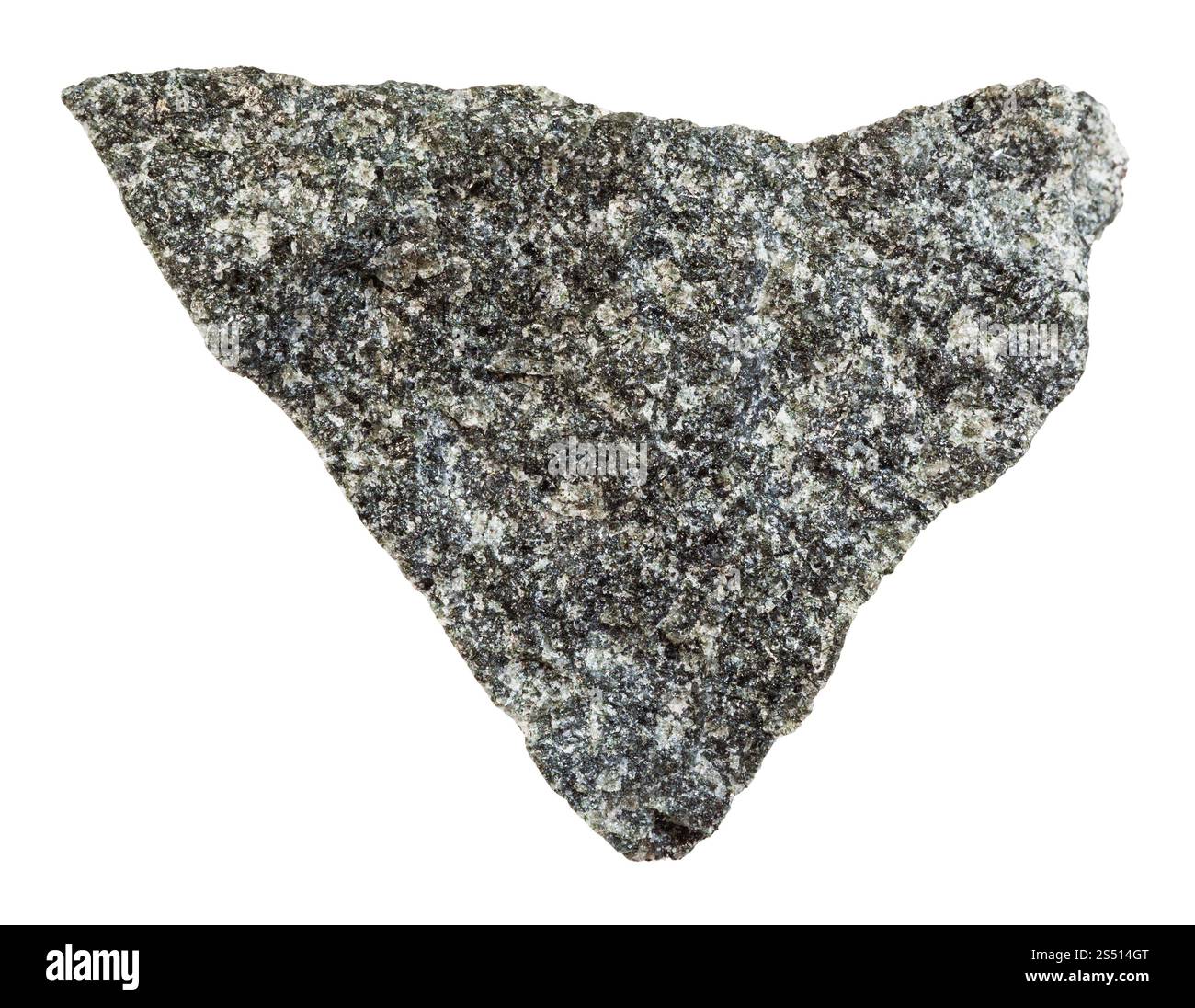 macro shooting of natural mineral rock specimen - rough olivinite stone isolated on white ...