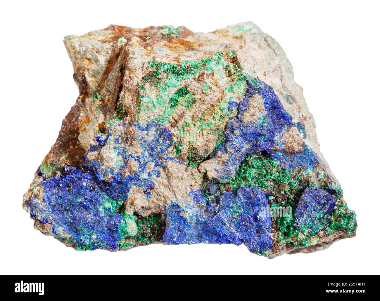 macro shooting of natural mineral rock specimen - blue Azurite and ...