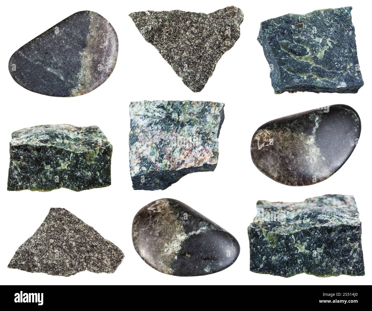 collection of natural mineral specimens - various Dunite (Olivinite ...