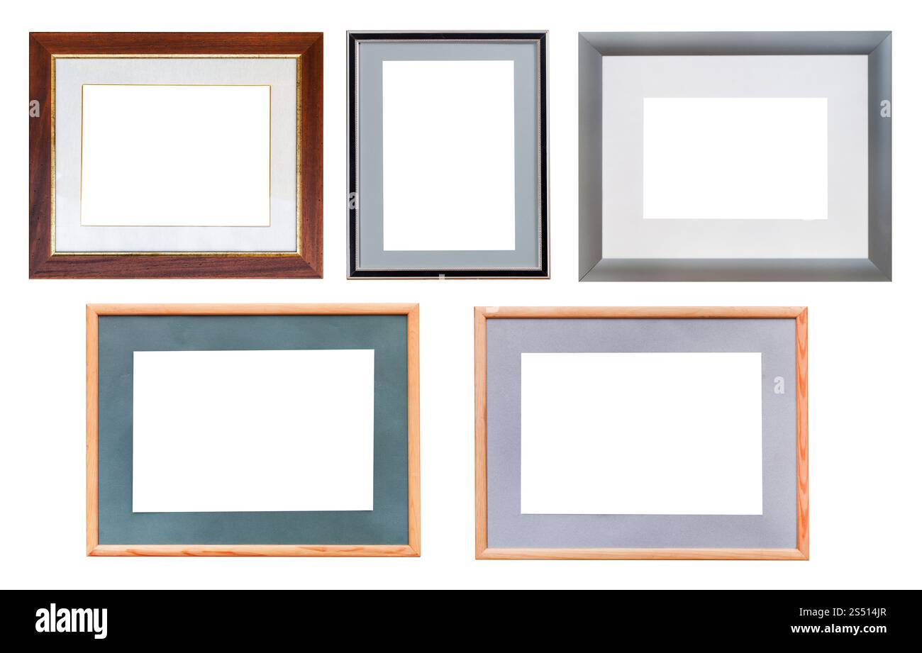 set of picture frames with passepartout with cut out canvas isolated on ...