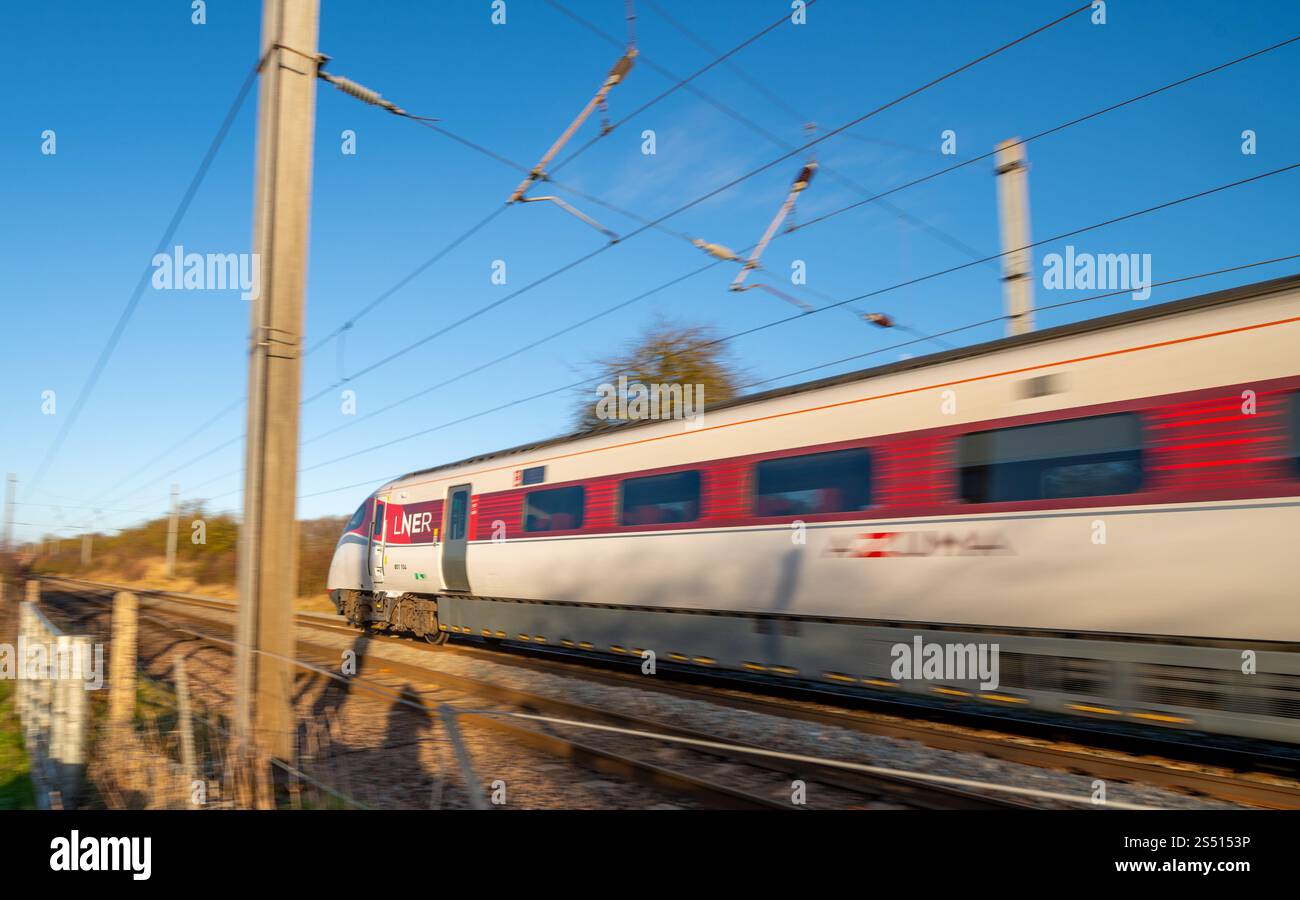 The new LNER Azuma electric train operating on the East Coast Mainline ...