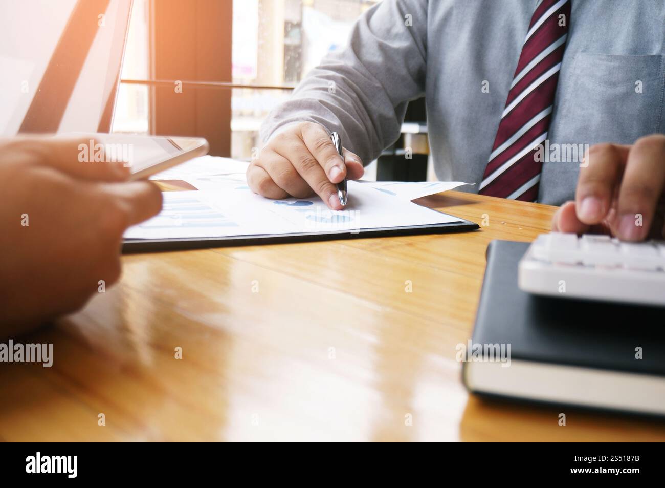 Financial inspector making report, calculating or checking balance ...